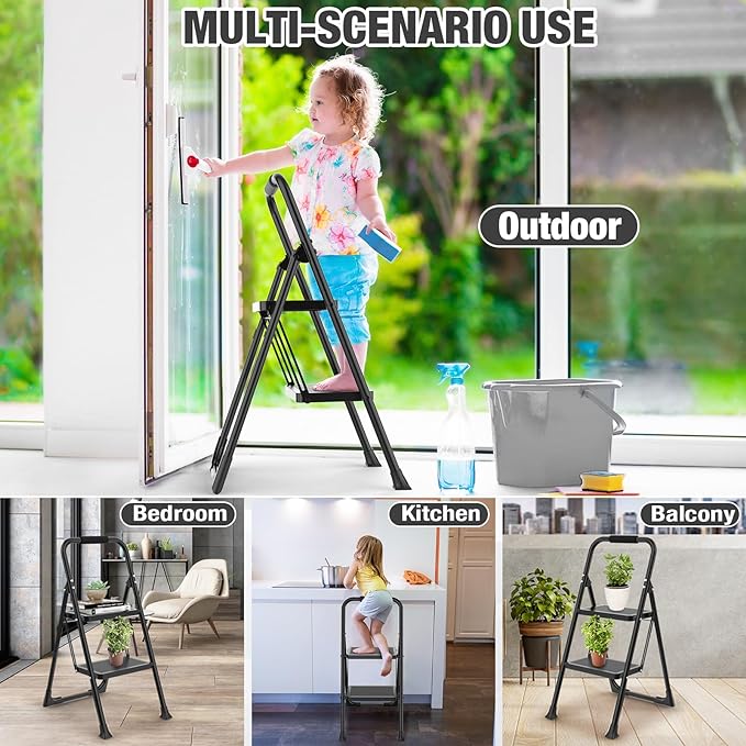 HBTower 2 Step Ladder, Step Stool for Adults,2 Step Ladder Folding Step ... HBTower 2 Step Ladder, Step Stool for Adults,2 Step Ladder Folding Step ...